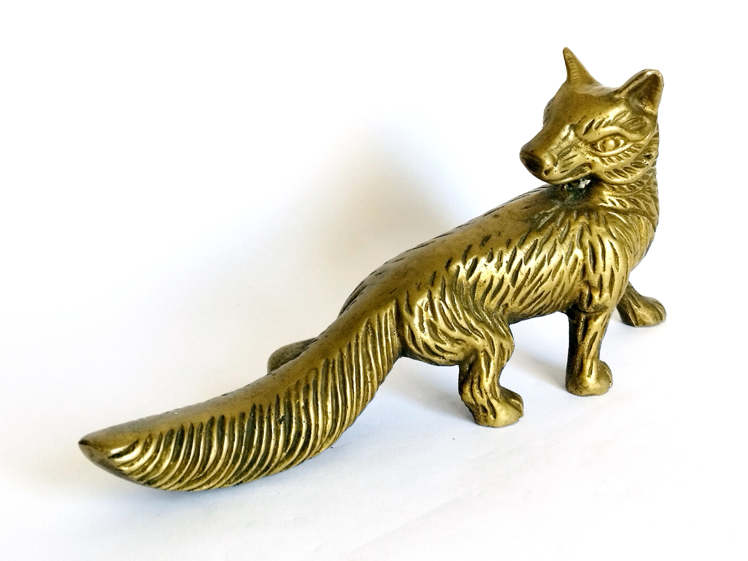 Pretty Vintage Solid Brass Fox Figurine Home Decor Brass Fox - Etsy