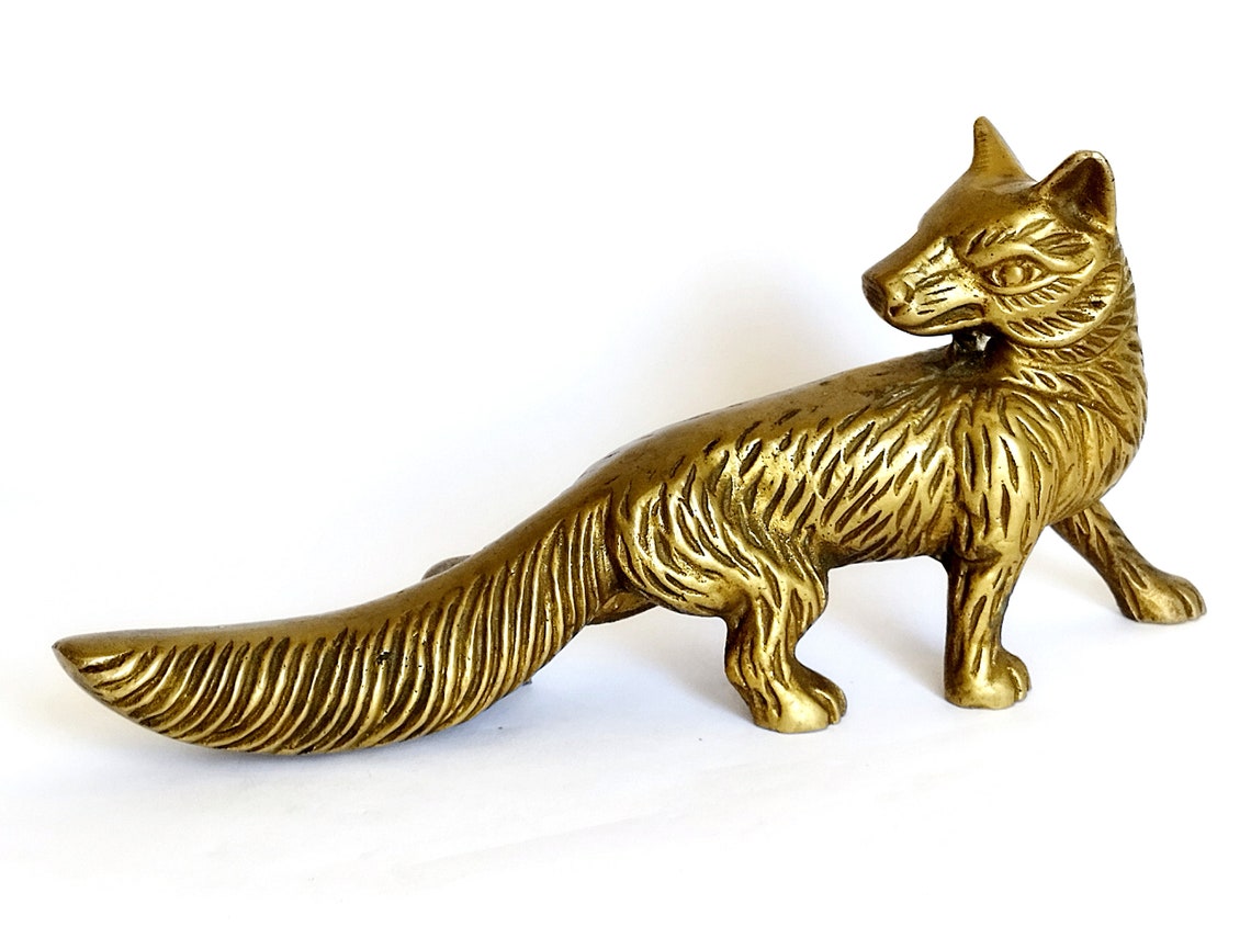 Pretty Vintage Solid Brass Fox Figurine Home Decor Brass Fox - Etsy