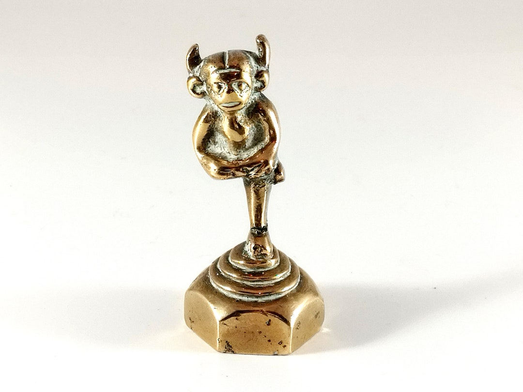 Antique Small Heavy Solid Brass Imp Lincolnshire Devil Pisky Pixie Home ...