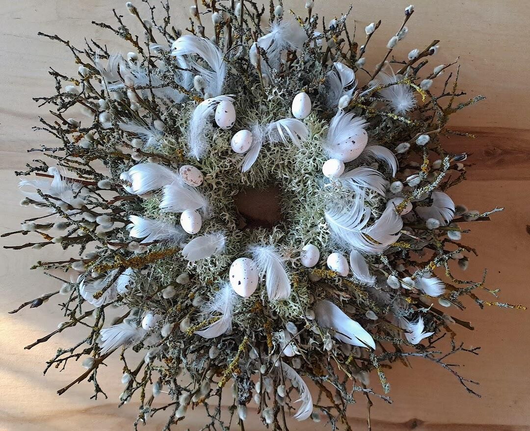 Bird Nest EGGS-FEATHERS Wreath Spring-summer Wreath-pussy Willow-twig ...