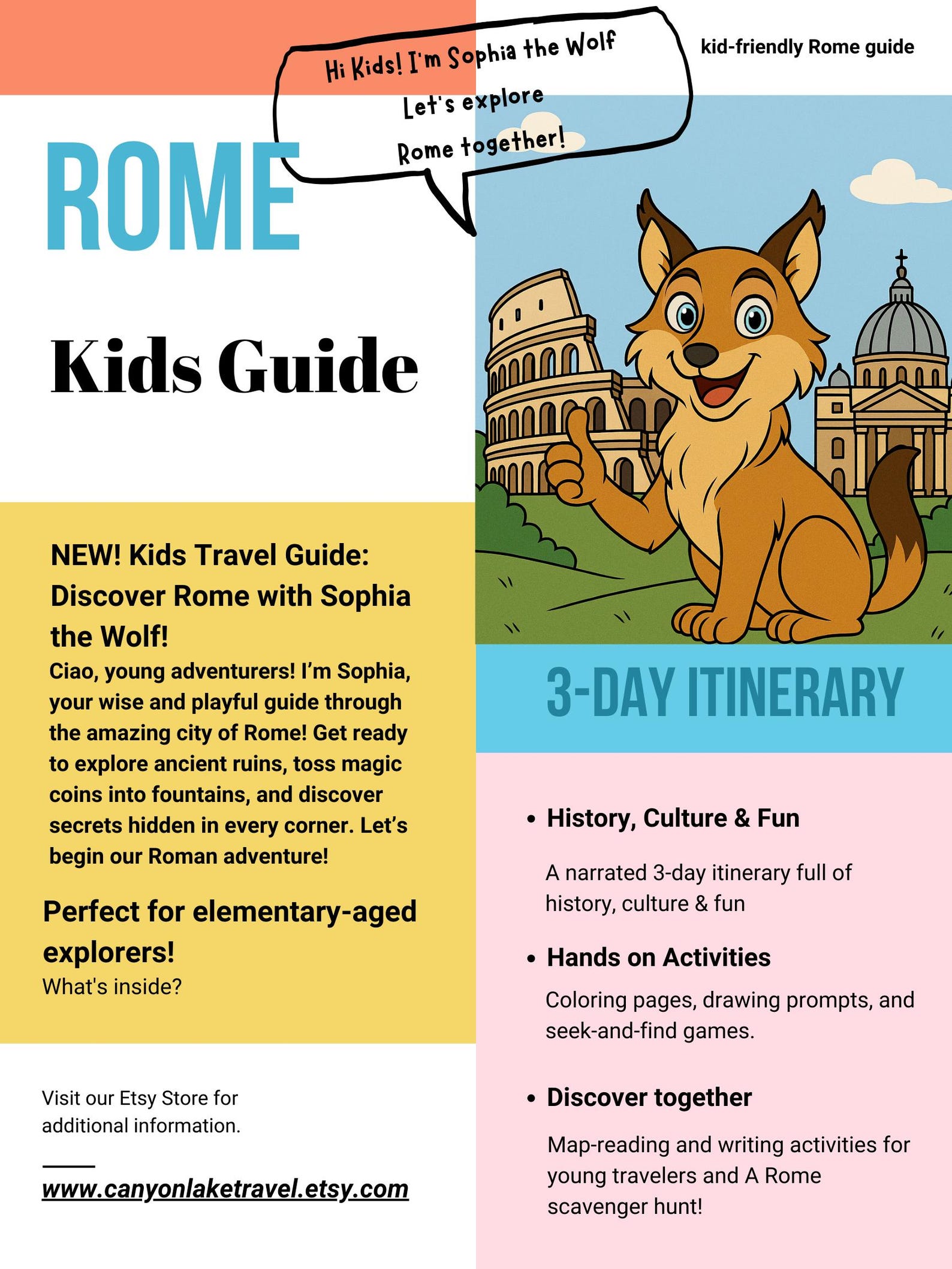 Rome Kids Travel Guide: Sophia the Wolf, 3-day Itinerary (digital ...