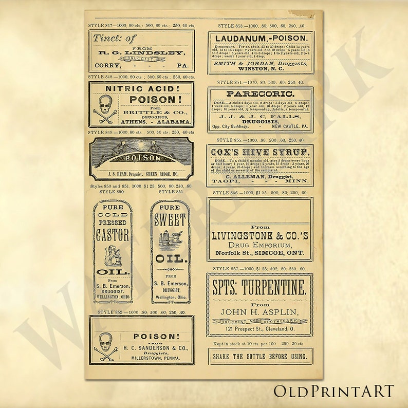 Old Labels From the 1800's - General Store, Drugstore, Apothecary ...