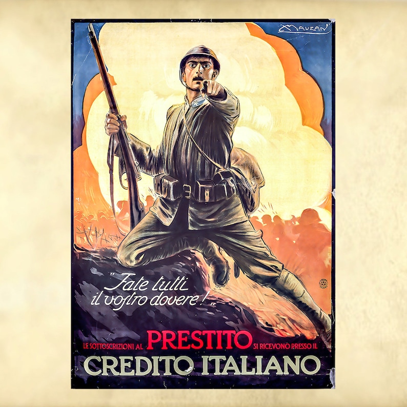 Italien World War 1 Recruitment & Propaganda Poster From 1917 - WW1 ...