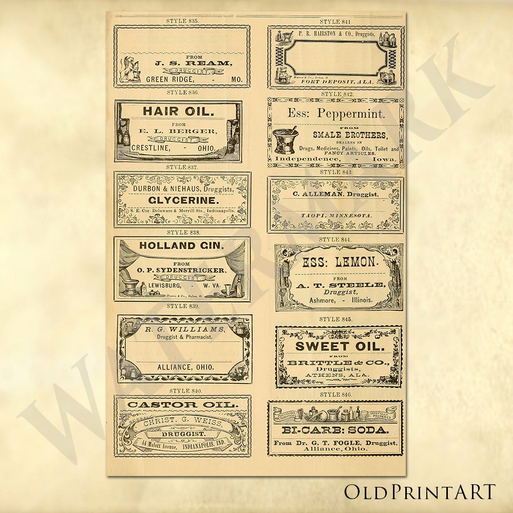 Labels / Tags From the 1800's - General Store, Drugstore, Apothecary ...