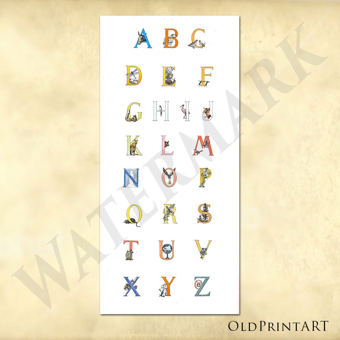 Vitage ABC Poster - Alphabet Poster - Alphabet Wall Art - Alphabet ...