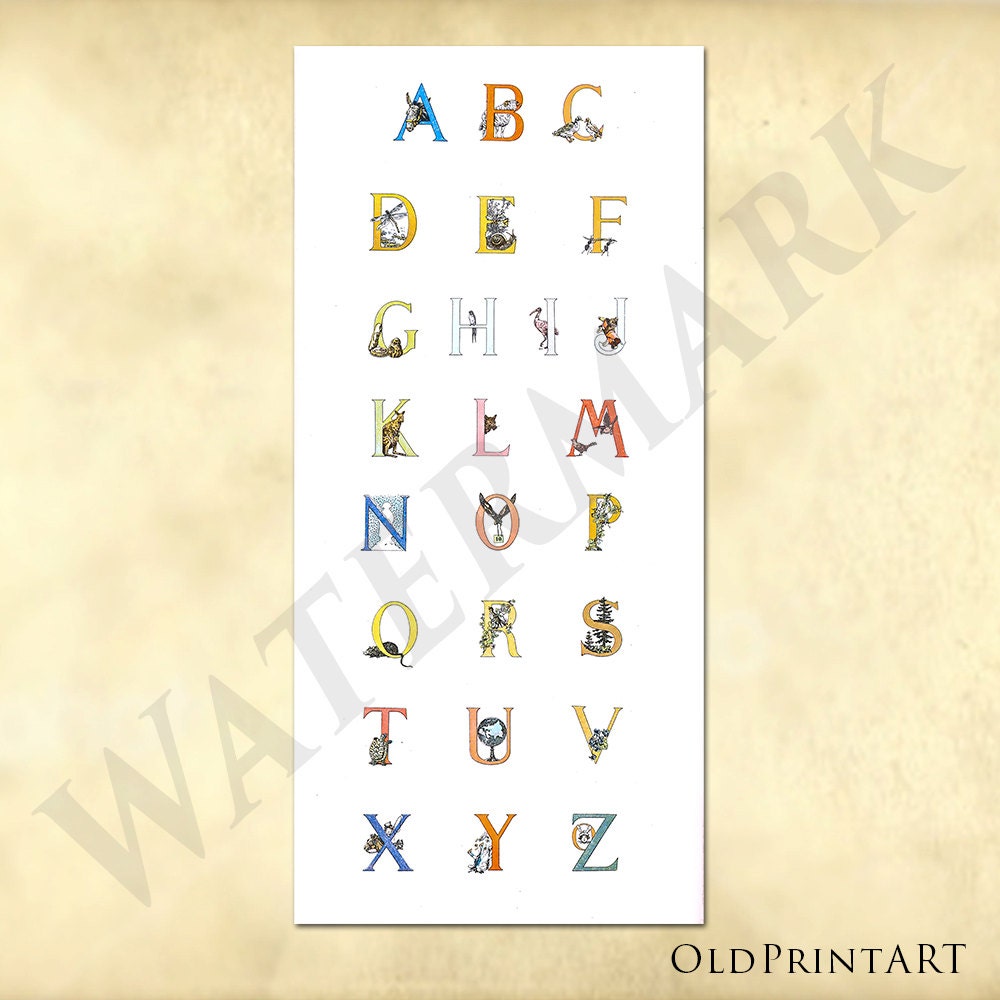 Vitage ABC Poster Alphabet Poster Alphabet Wall Art | Etsy