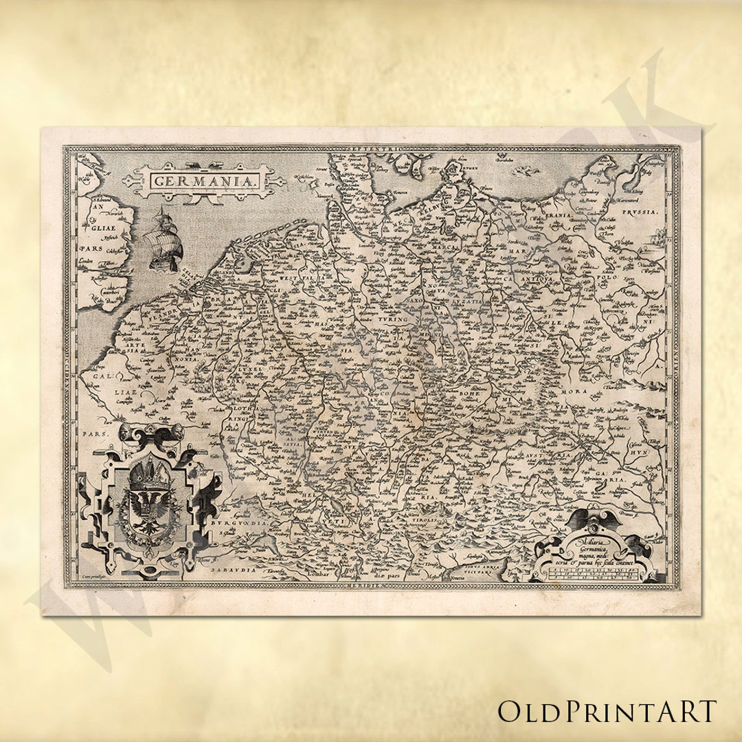 Old German Map - Germania Cum Privilegio, 1570 World Atlas - Theatrum ...
