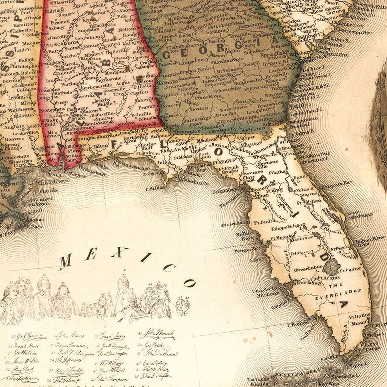 Pictorial Map of the United States From 1849 - Vintage U.S. Atlas Map ...