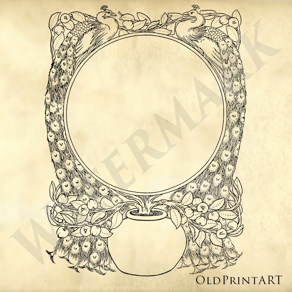 Vintage Fairy Tale Peacock Frame for Graphics and Scrapbooking ...