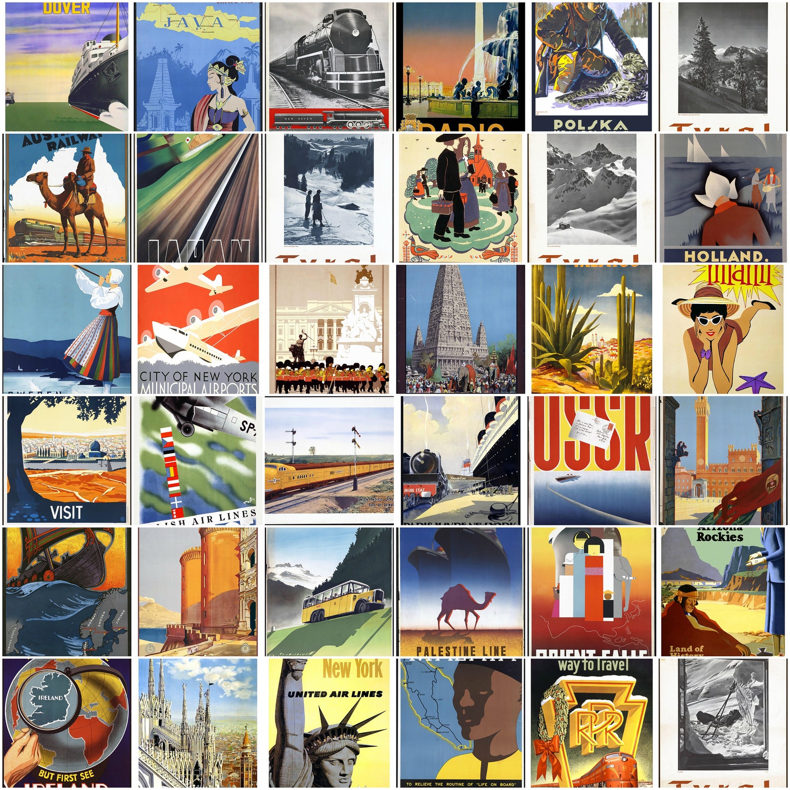 95 Old Vintage Travel Posters Printable Download - Etsy
