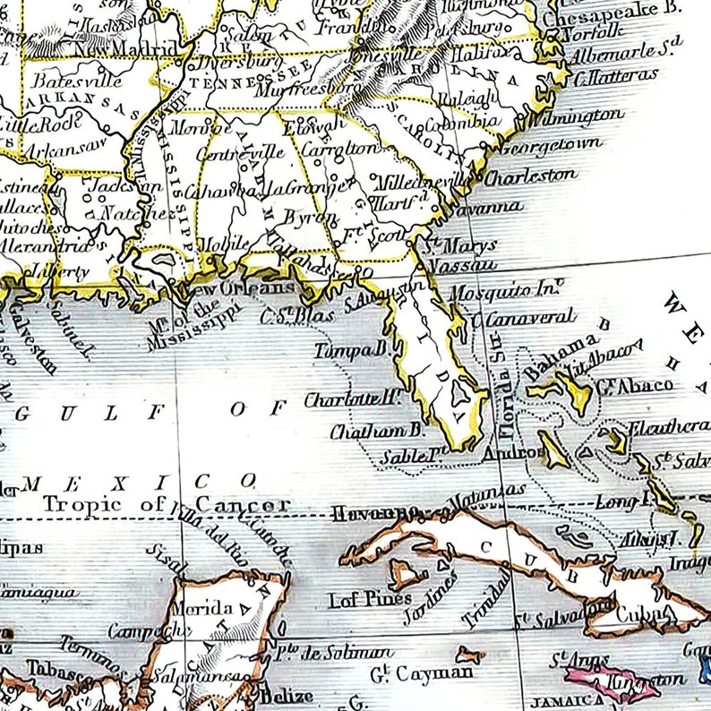 Old Map of North America by John Tallis 1850 Vintage U.S.A. - Etsy