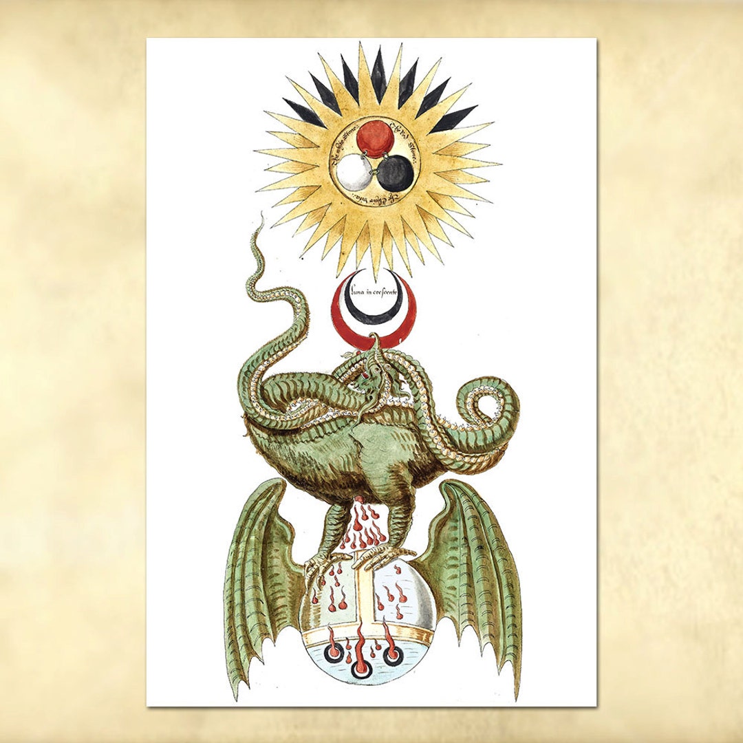 Dragon From Alchemical Scrolls of Sir George Ripley - Wyvern - Medieval ...