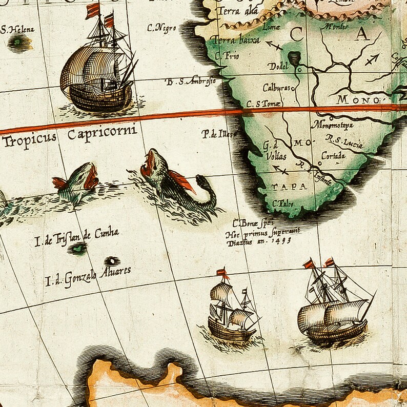 Old Antique World Map From 1618 Triptych European - Etsy