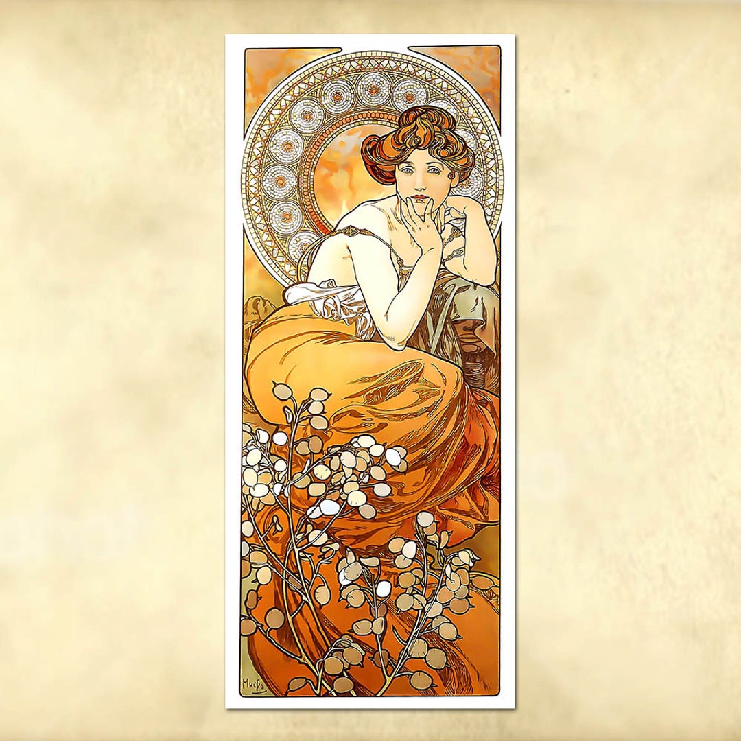Alphonse Mucha the Precious Stones: TOPAZ 1900 Art Nouveau Poster ...