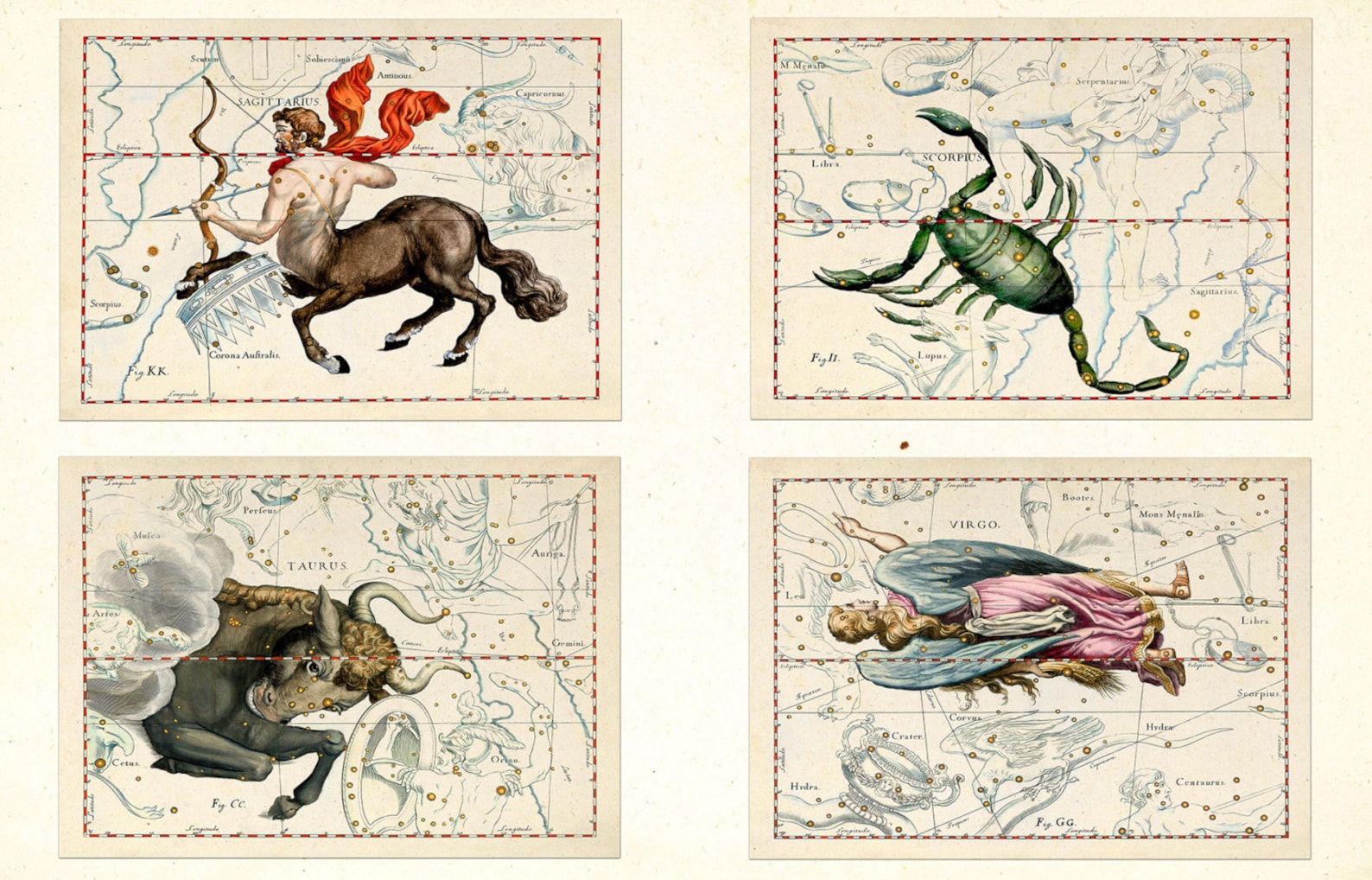 All 12 Zodiac Signs High-res Old Vintage Astrological Art - Etsy