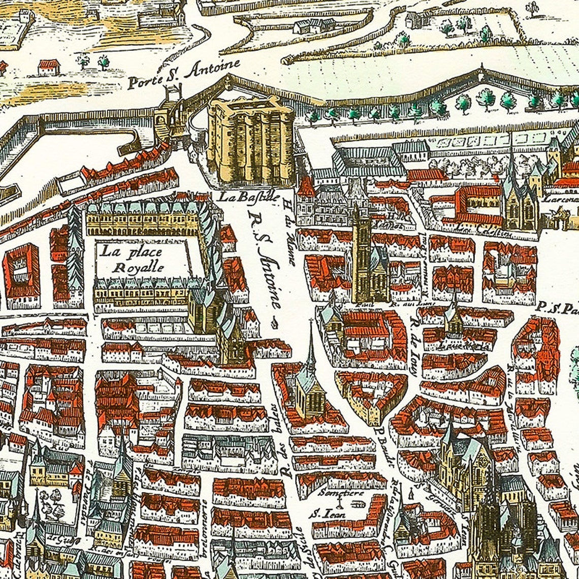 Merian Map of Paris 1615 Old Map of Paris Plans De Paris | Etsy