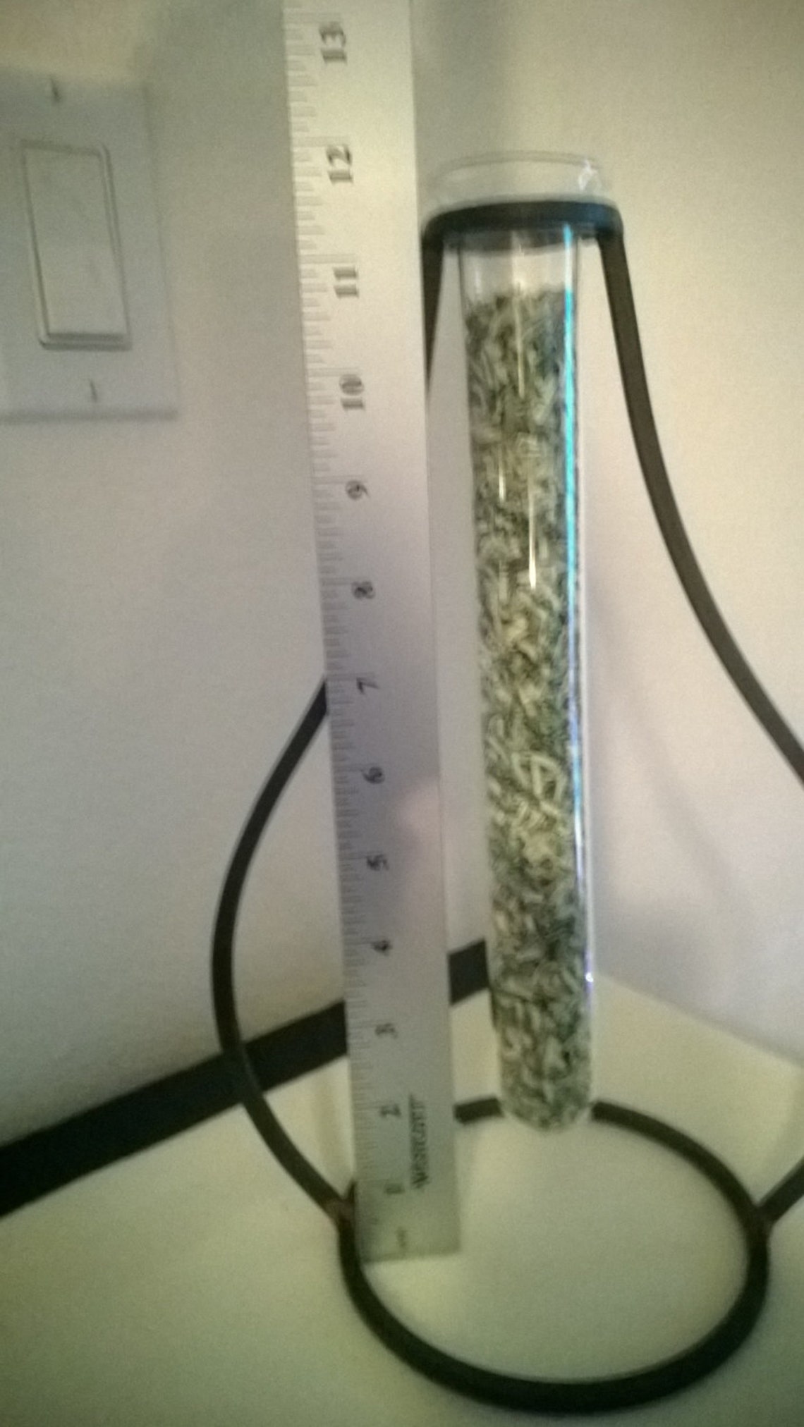 Unique Wine Bottle Shadow With Tube Filled Shredded Money. Recycled ...