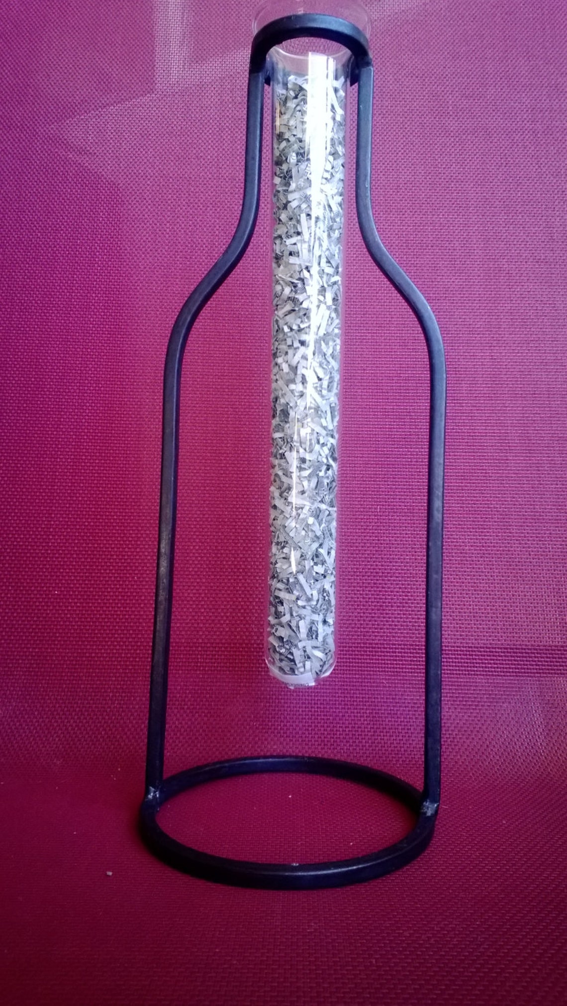 Unique Wine Bottle Shadow With Tube Filled Shredded Money. Recycled ...