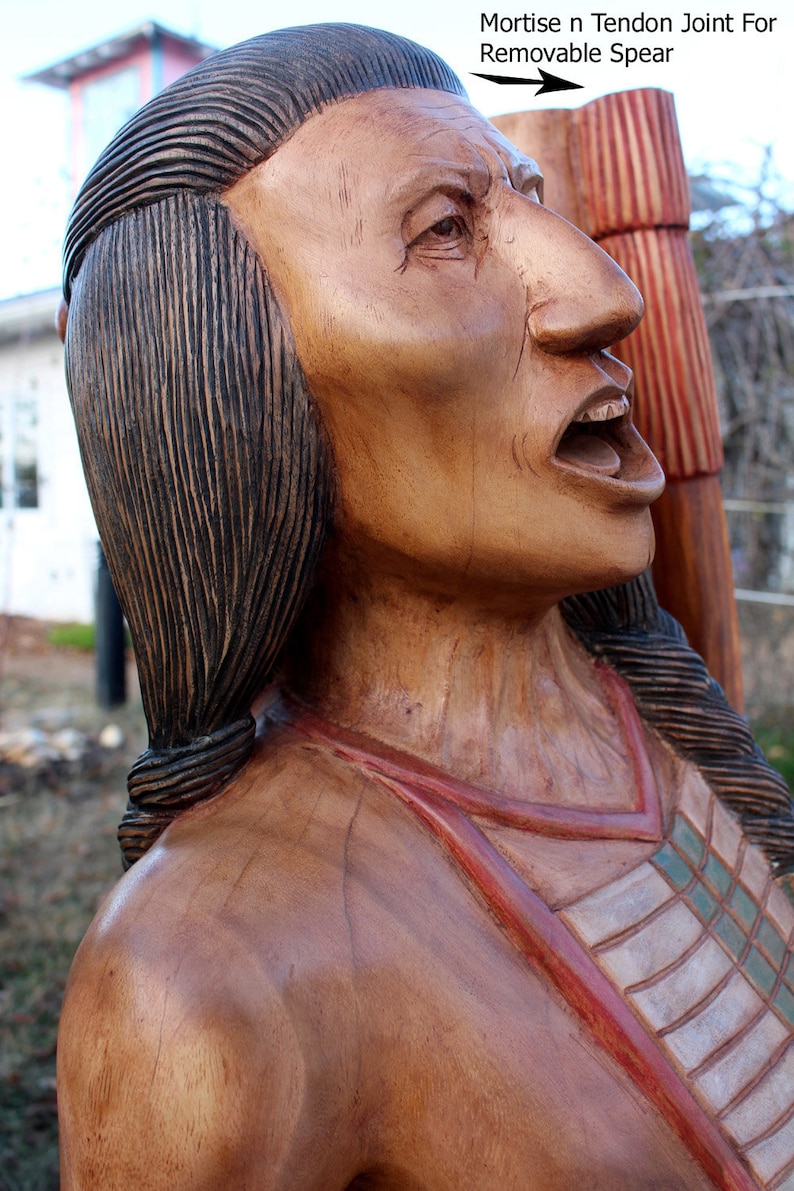 Wooden Indian Statue Hand Carved Wood American Made 8' - Etsy