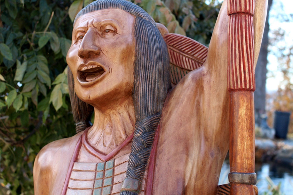 Wooden Indian Statue Hand Carved Wood American Made 8' - Etsy