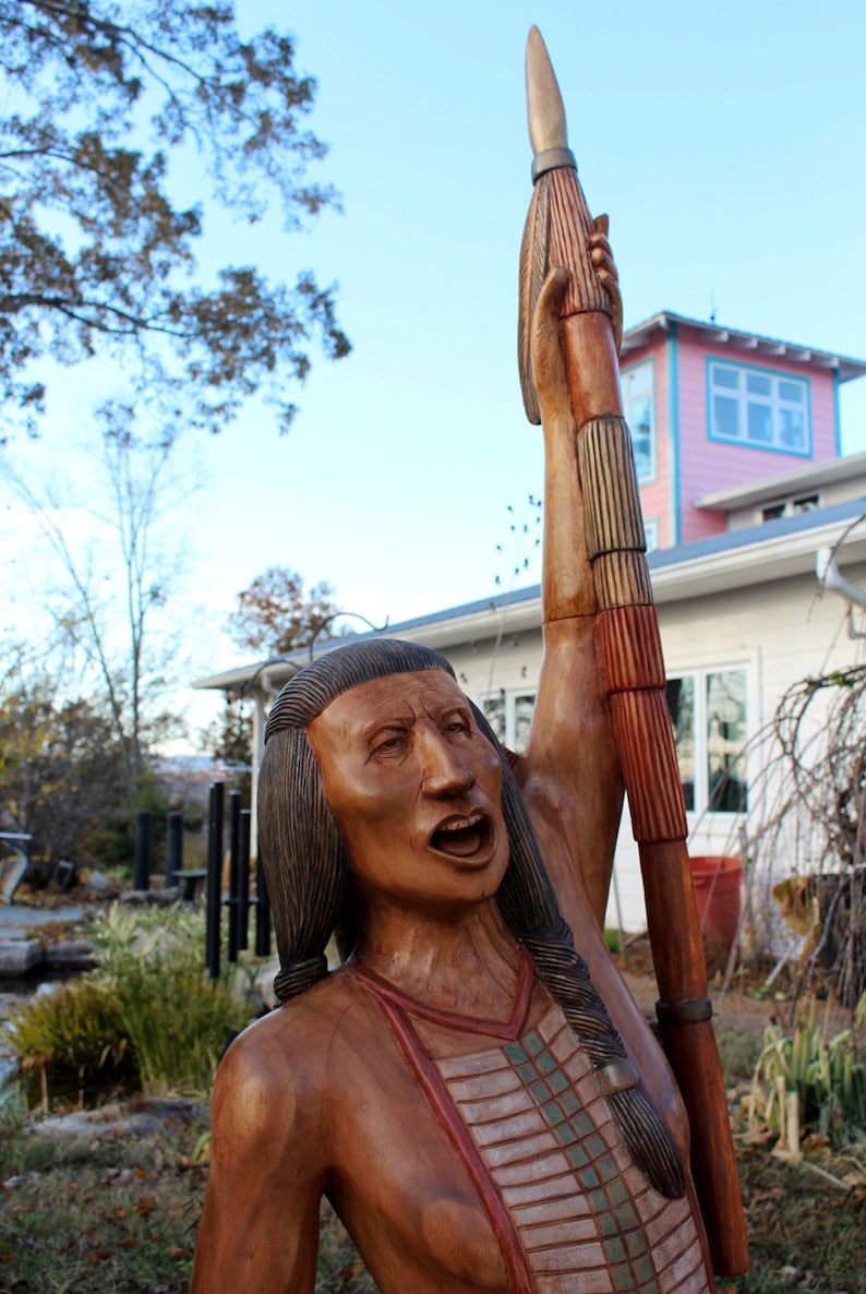 Wooden Indian Statue Hand Carved Wood American Made 8' - Etsy