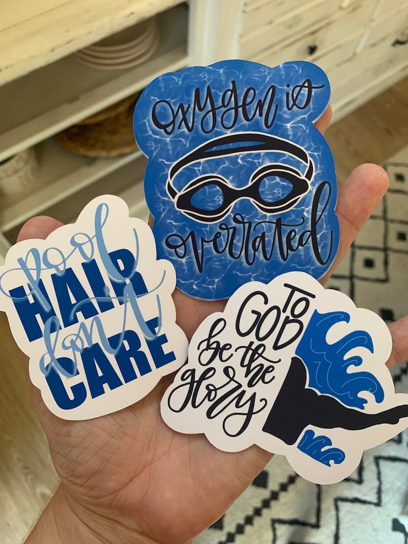 Swim Themed Sticker Pack Swim Team Sticker Pack - Etsy
