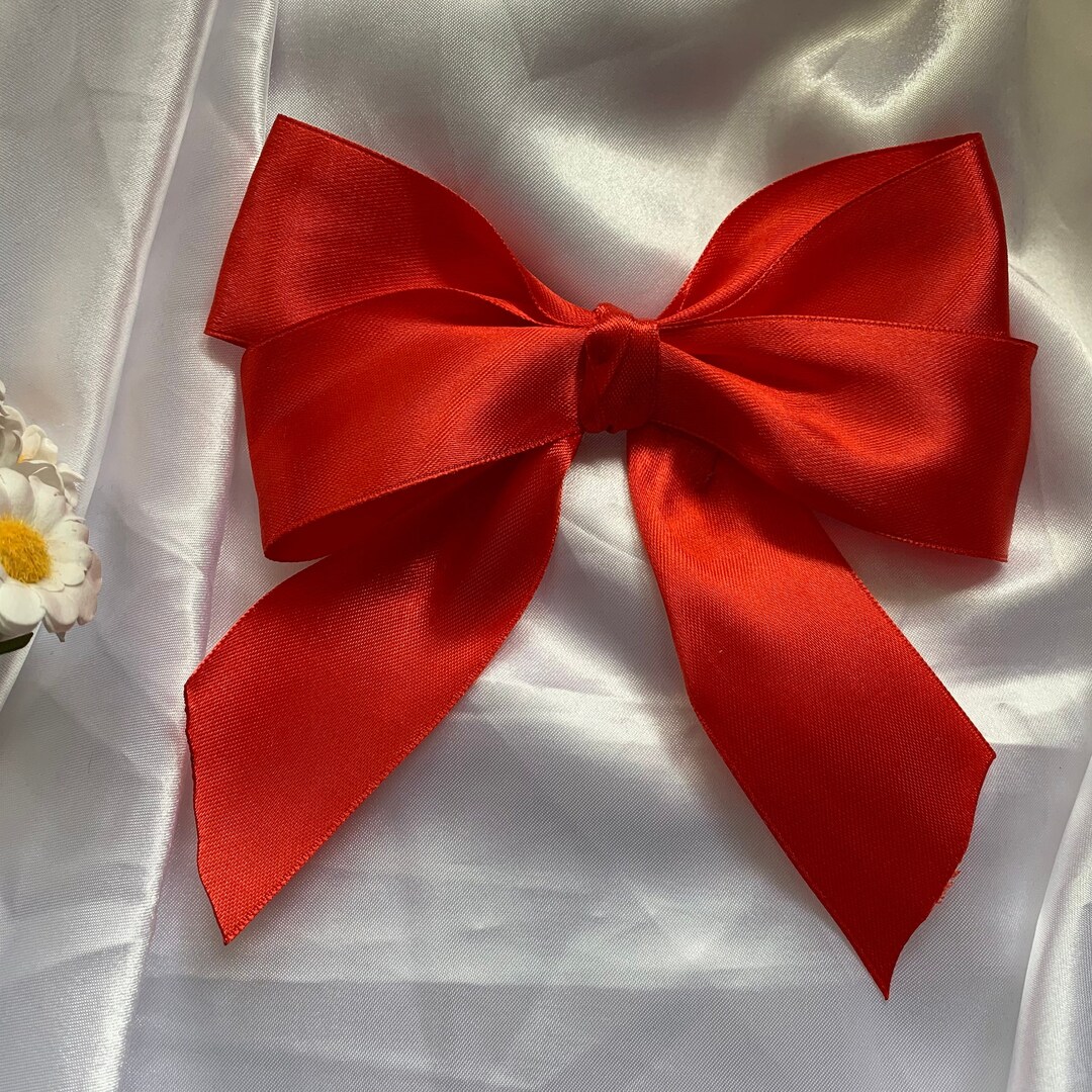 Red Satin Hair Bow Clip, Adult Bow, Wedding Hair Accessories Women ...