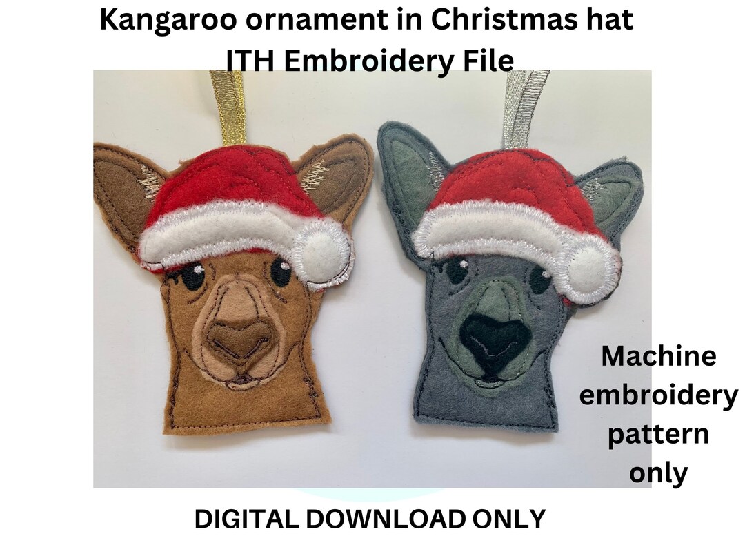 Kangaroo Embroidery Design, 4x4 ITH Machine Embroidery File, Australian ...