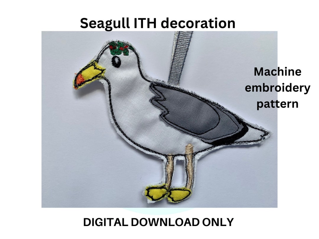 Seagull Digital Download Embroidery File, Christmas Ornament Design ...
