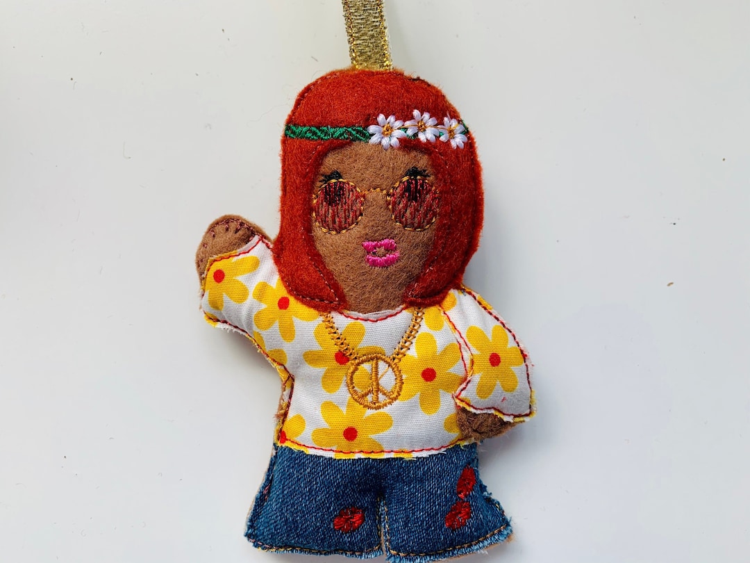 Hippie Girl Hanging Tree Decoration, Flower Child Birthday, Christmas ...
