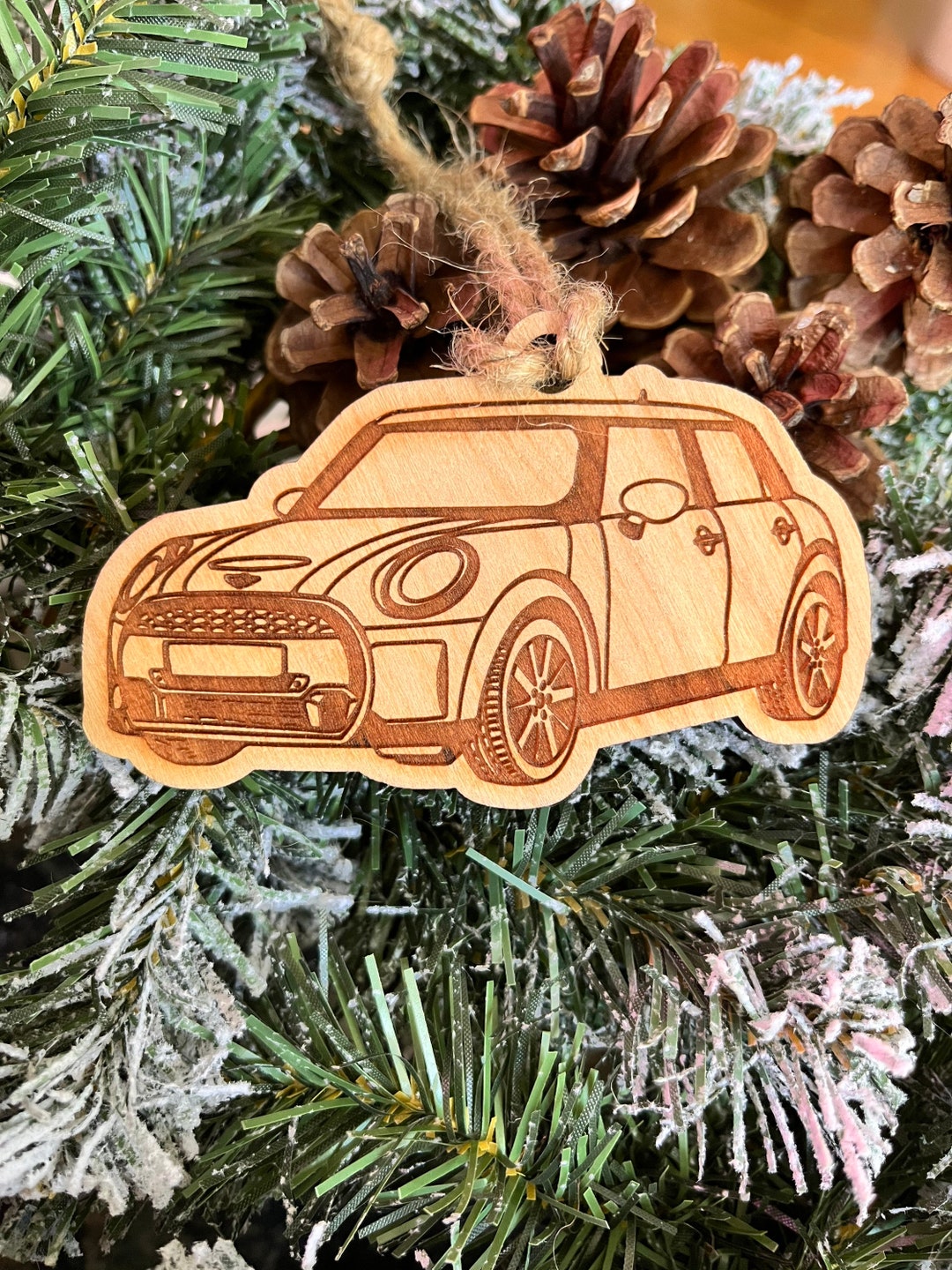 Personalized Mini Cooper Ornament walnut or Cherry - Etsy
