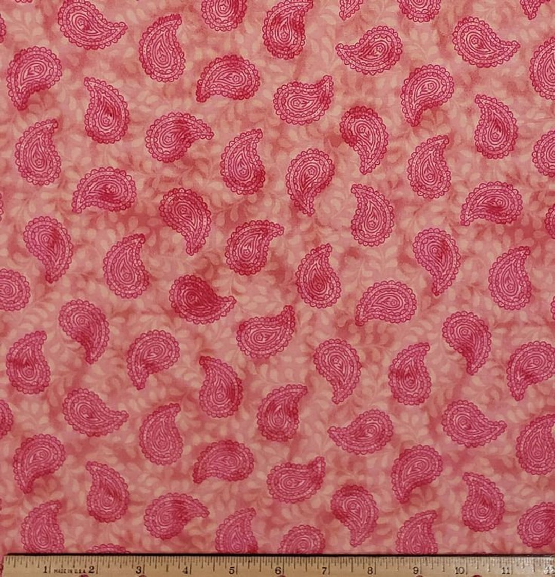 Light Pink /bright Pink Paisley Fabric by Tim Coffey Suitable for ...