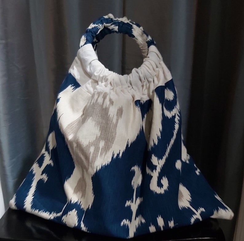 Round Handle Bag, Blue Round Hobo Bag, Blue Purse, Tote Bag, Ring ...