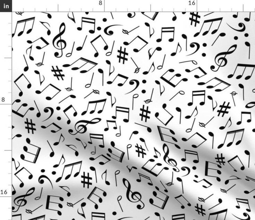 Musical Notes Fabric by Alexander Henry: Black and White Cotton - Etsy