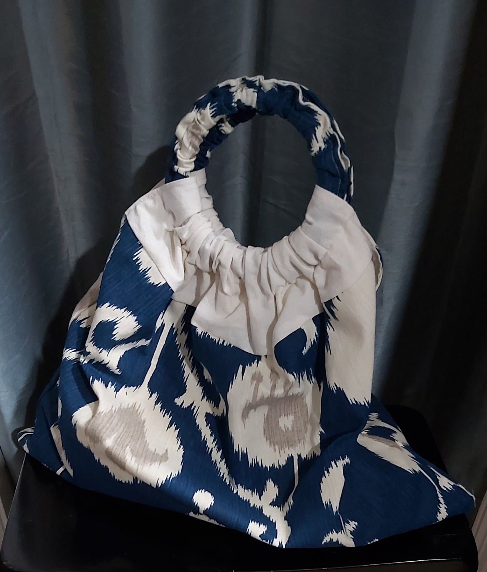 Round Handle Bag, Blue Round Hobo Bag, Blue Purse, Tote Bag, Ring ...