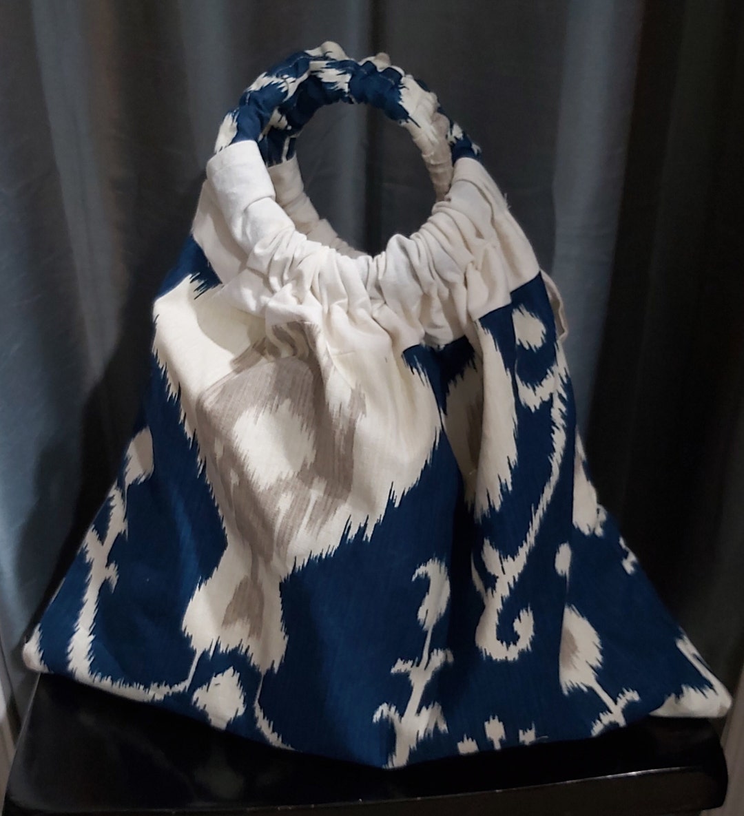 Round Handle Bag, Blue Round Hobo Bag, Blue Purse, Tote Bag, Ring ...