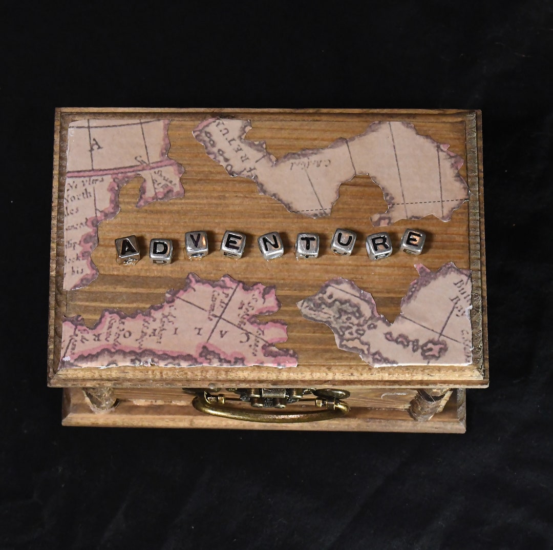 Steampunk Pirate Jewelry Box Wood Keepsake Box adventure Vintage World ...