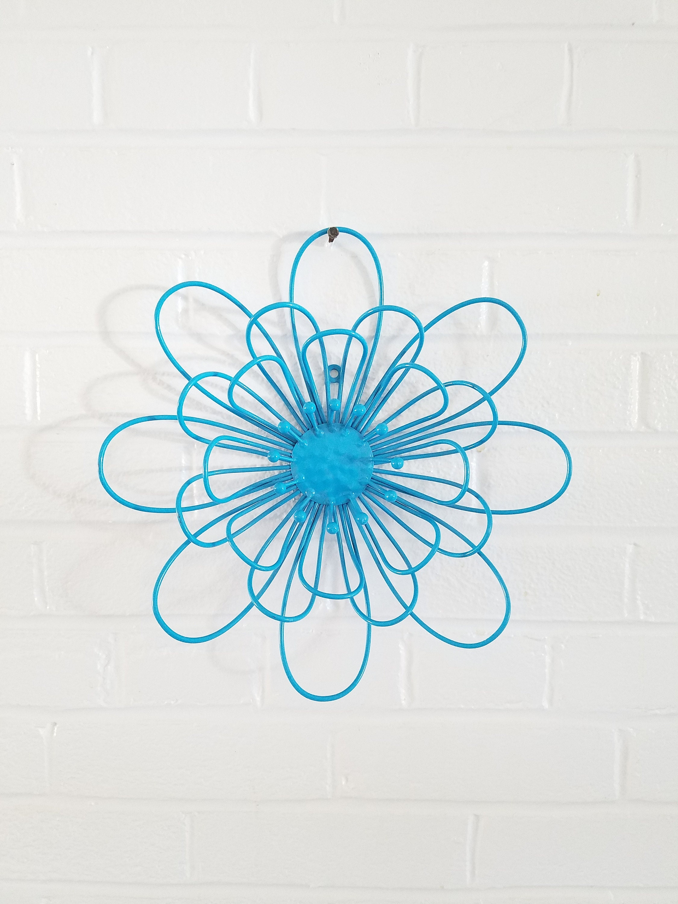 Blue Atomic Flower Metal Wall Art Hanging Sculpture Home - Etsy