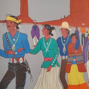 1967 Navajo Painting squaw Dance by Raymond Johnson 'ne Clah He' Native ...
