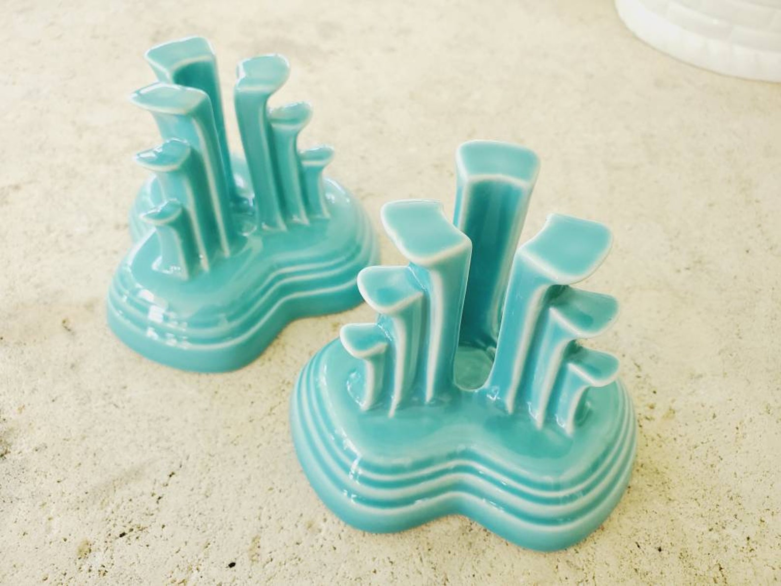 Turquoise Fiestaware Pyramid Candle Holder Set of Two Pair of - Etsy