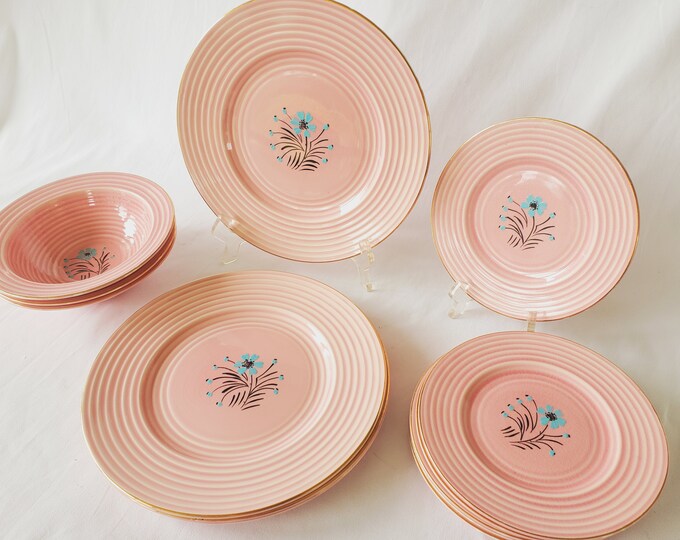 Pink Art Deco Myott Son & Co China Set 1940s Floral Dinnerware China ...