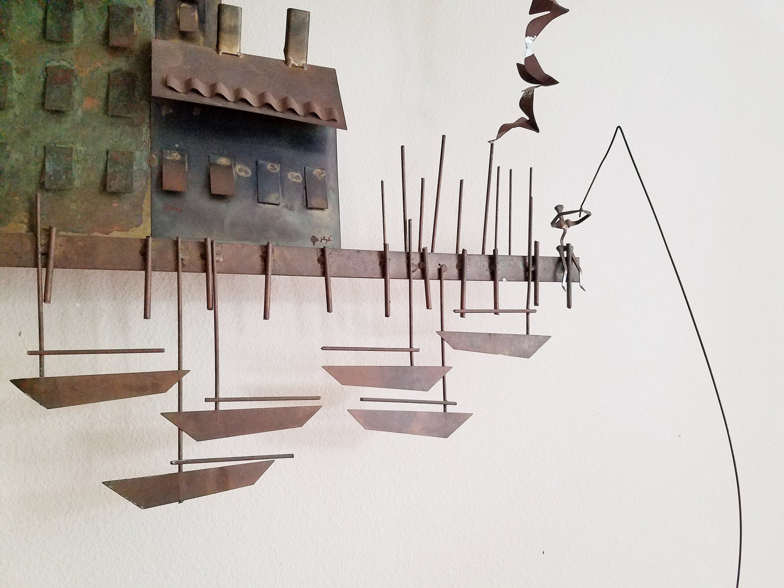 Curtis Jere Metal Wall Art: Mid Century Harbor Village With Kinetic ...