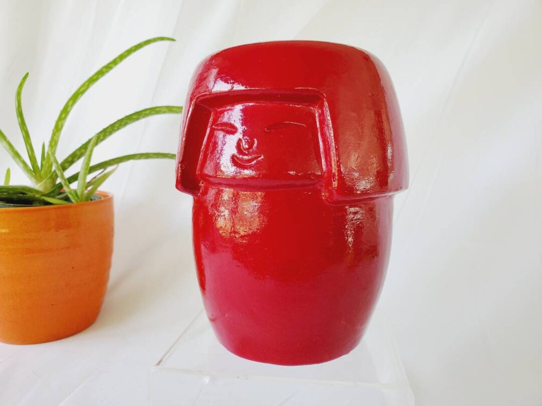 Red Kokeshi Garden Statue Japanese Female Figurine Altar Piece Zen ...