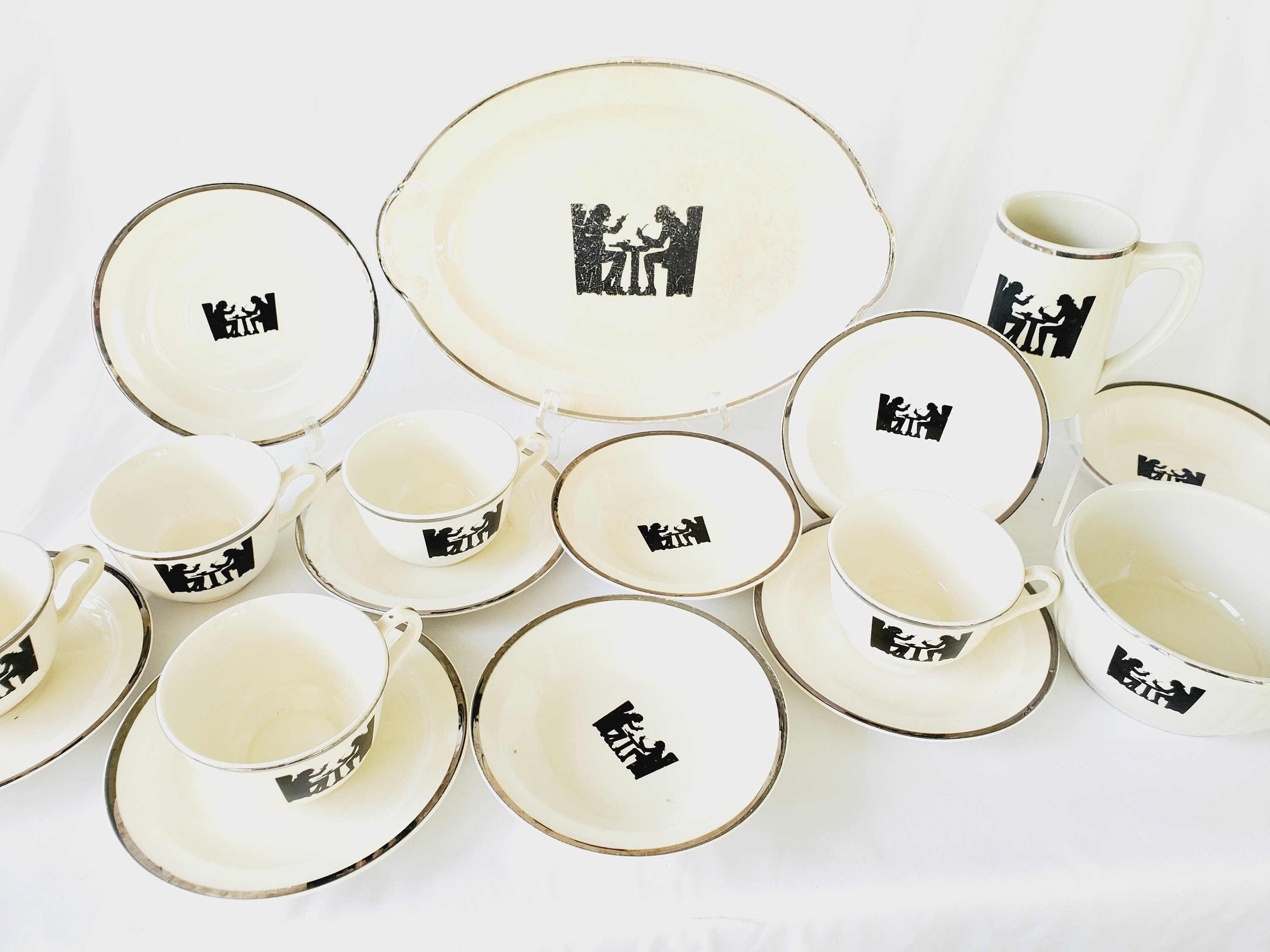 1930s Hall and Taylor Silhouette Dinnerware, Assorted Dishes - Etsy