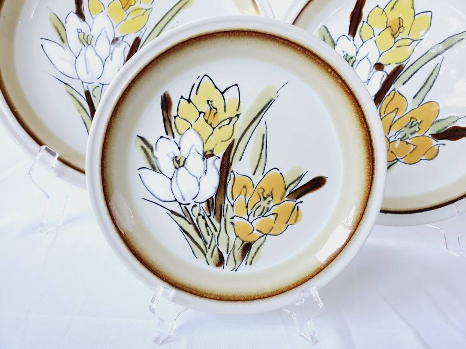 1970s Stoneware Dinner Set Salad Serving Plates Set of 5 | Etsy