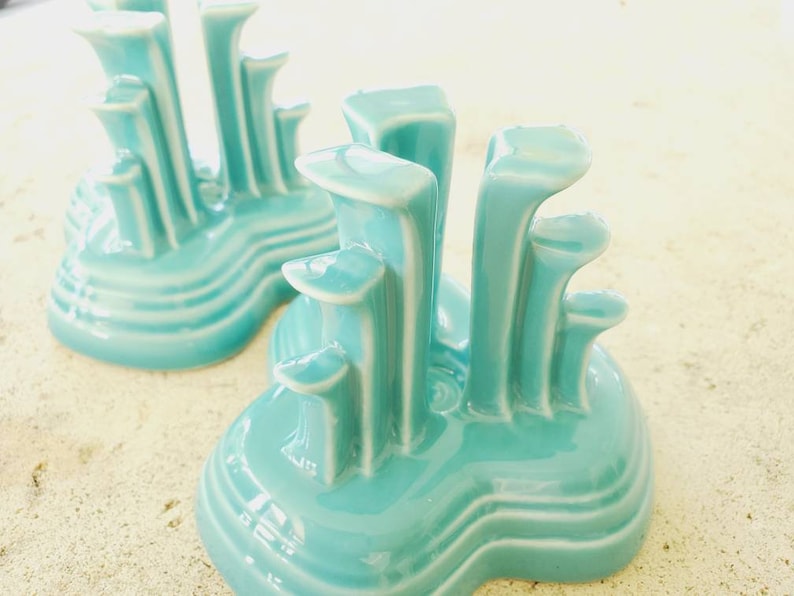 Turquoise Fiestaware Pyramid Candle Holder Set of Two Pair of - Etsy