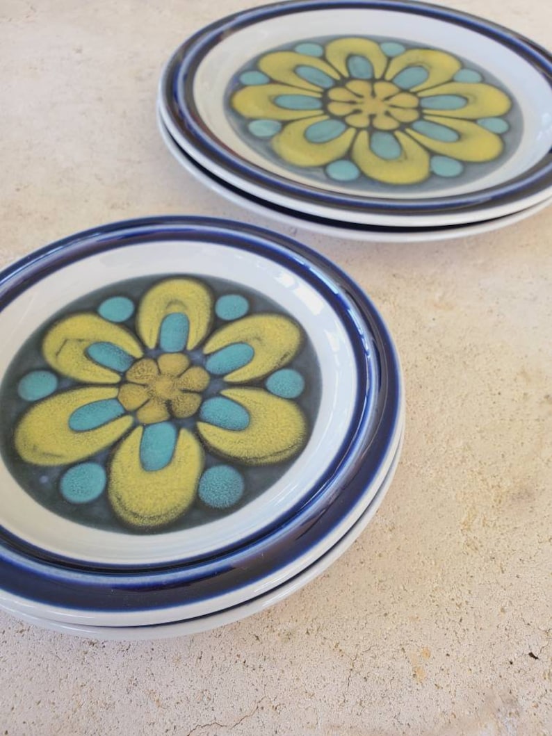 1960s Stoneware Dinner and Salad Plates 4 Pieces Set for 2 | Etsy