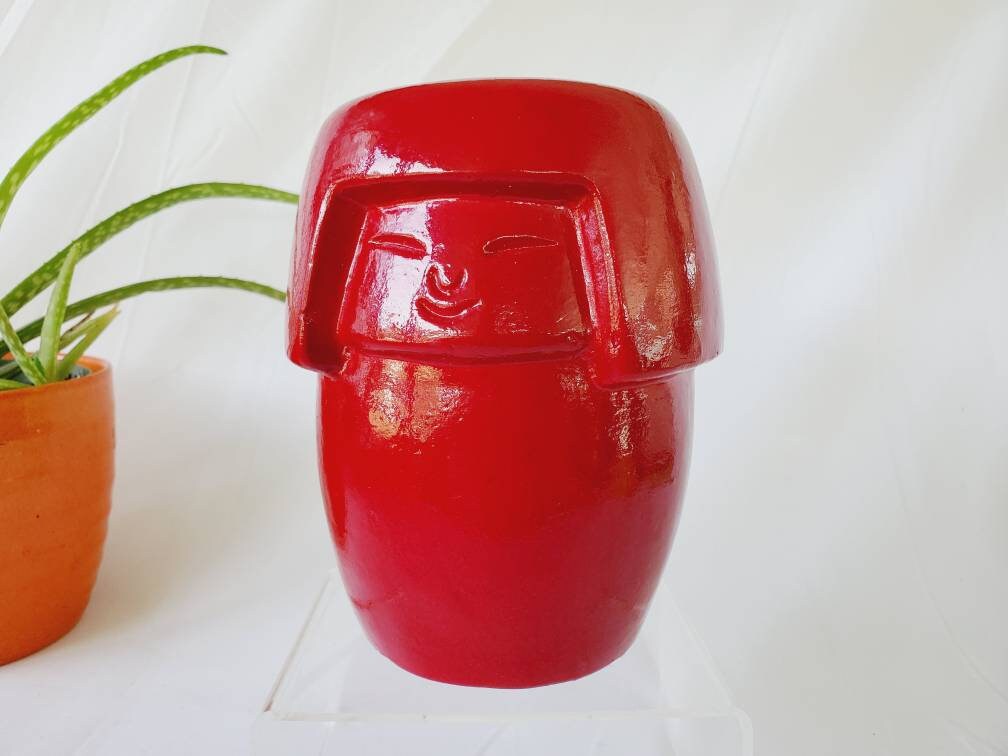 Red Kokeshi Garden Statue Japanese Female Figurine Altar Piece Zen ...