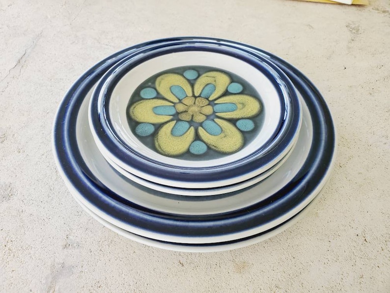 1960s Stoneware Dinner and Salad Plates 4 Pieces Set for 2 - Etsy
