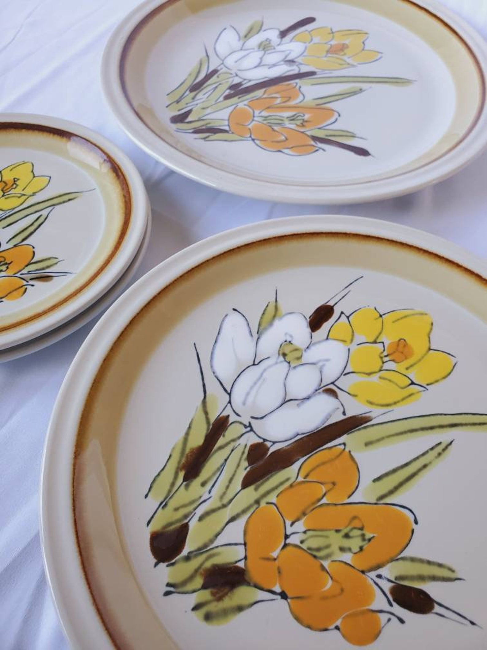 1970s Stoneware Dinner Set Salad Serving Plates Set of 5 | Etsy